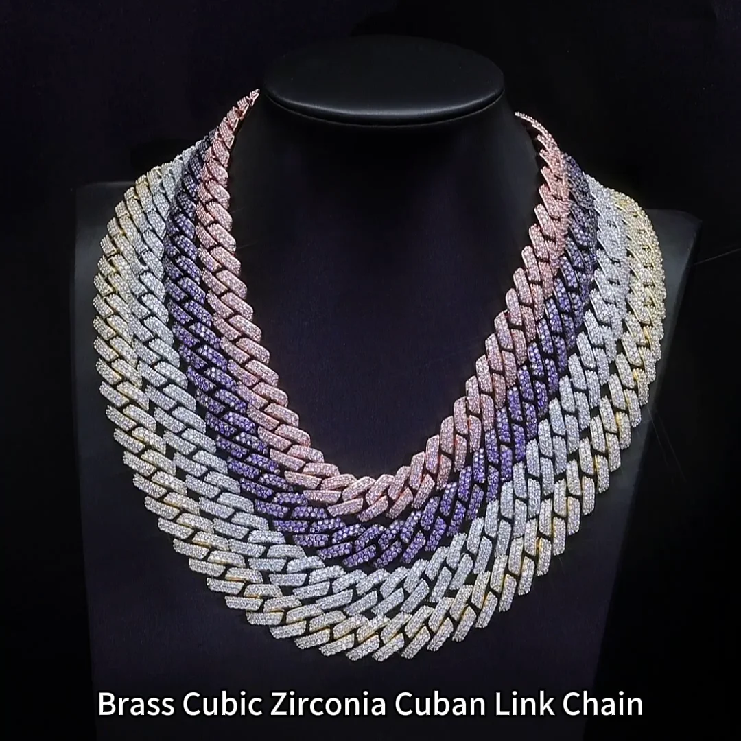 Iced Out 15mm Miami Cuban Link Necklace 925 Silver Cz Diamond Cuban ...