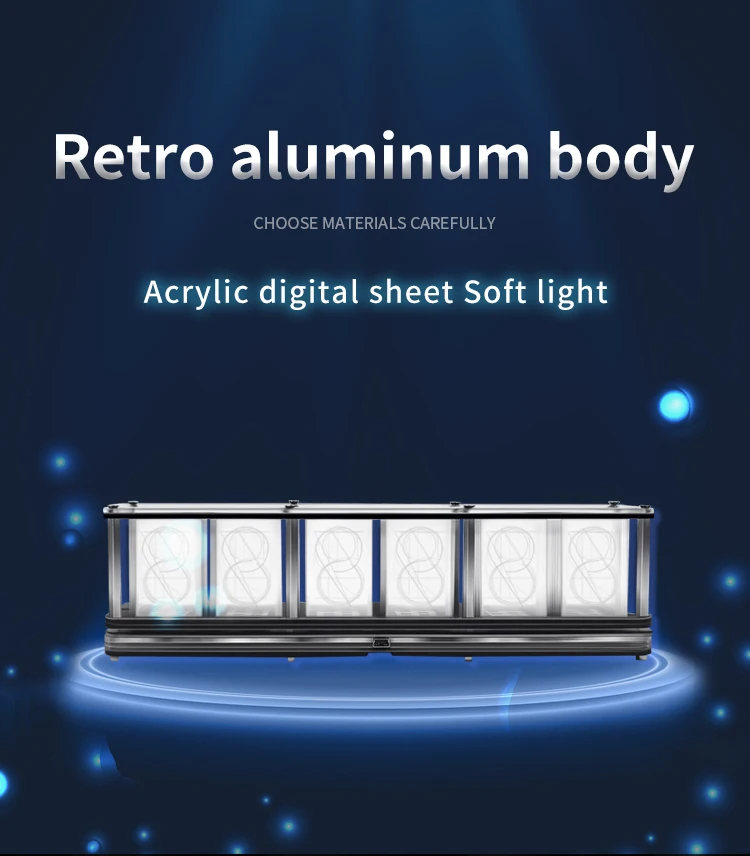 RGB Digital Clock Color Changing Retro Modern Desktop Pseudo Glow Tube ...