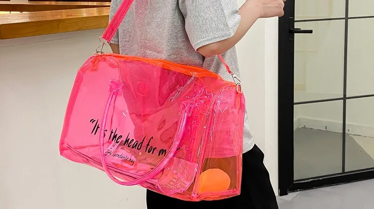 Holographic Spinnanight Transparent Colored Pvc Travel Duffle Bags Gym ...