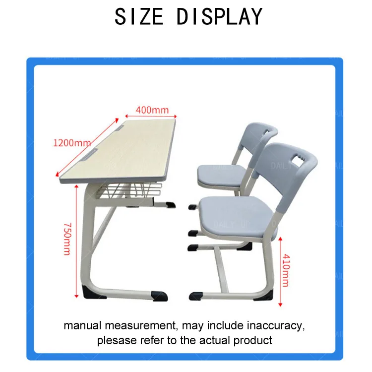 Sled Double Study Desk And Chair Set With Large Drawer Metal Frame ...