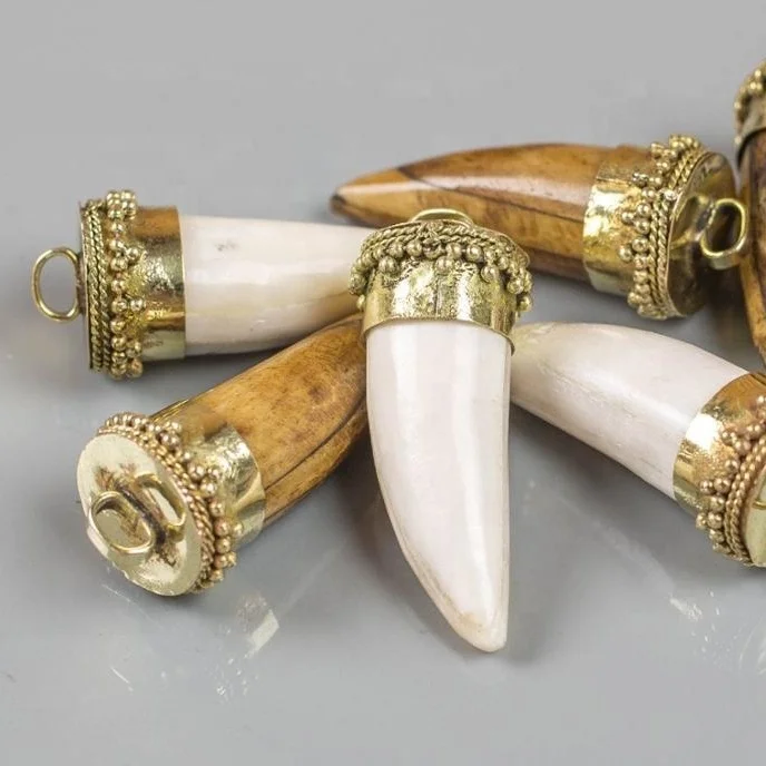 Handmade Bone Tusk Pendant - Real Buffalo Bone Jewelry