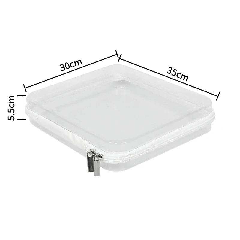 PVC Transparent Square Storage Zipper Hard Shell Case Pencil Clear ...