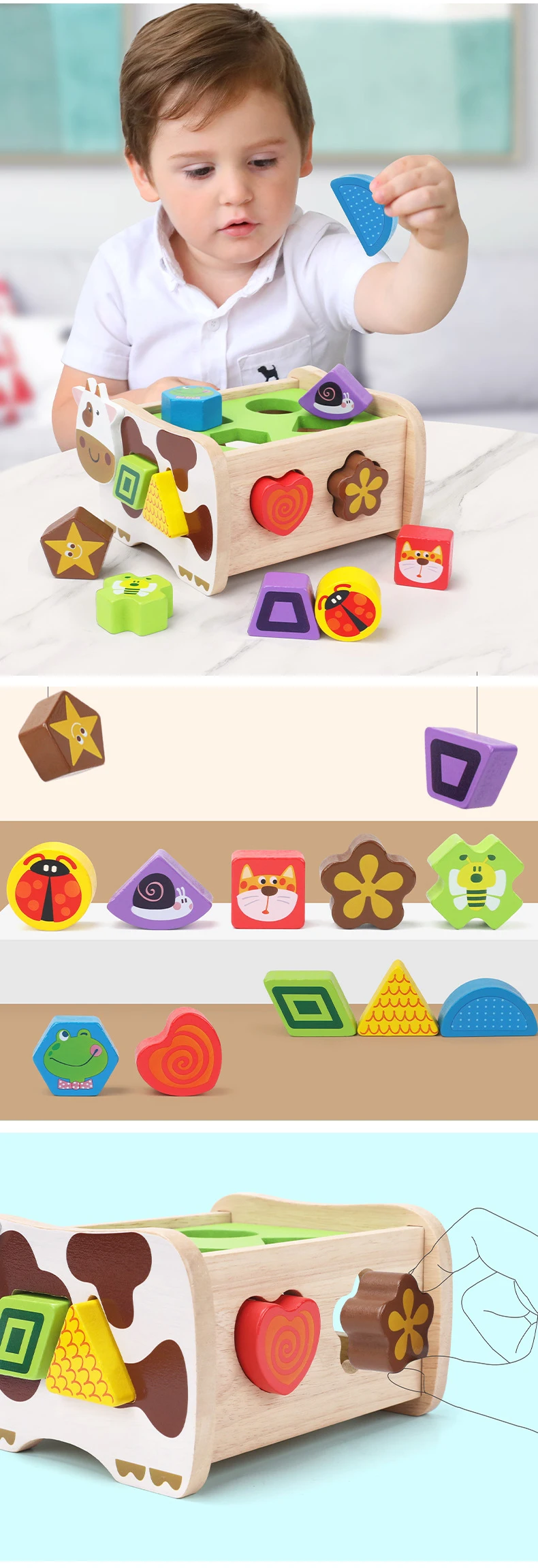 Wood Preschool Learning Kindergarten Educational Teaching Aids Shape ...