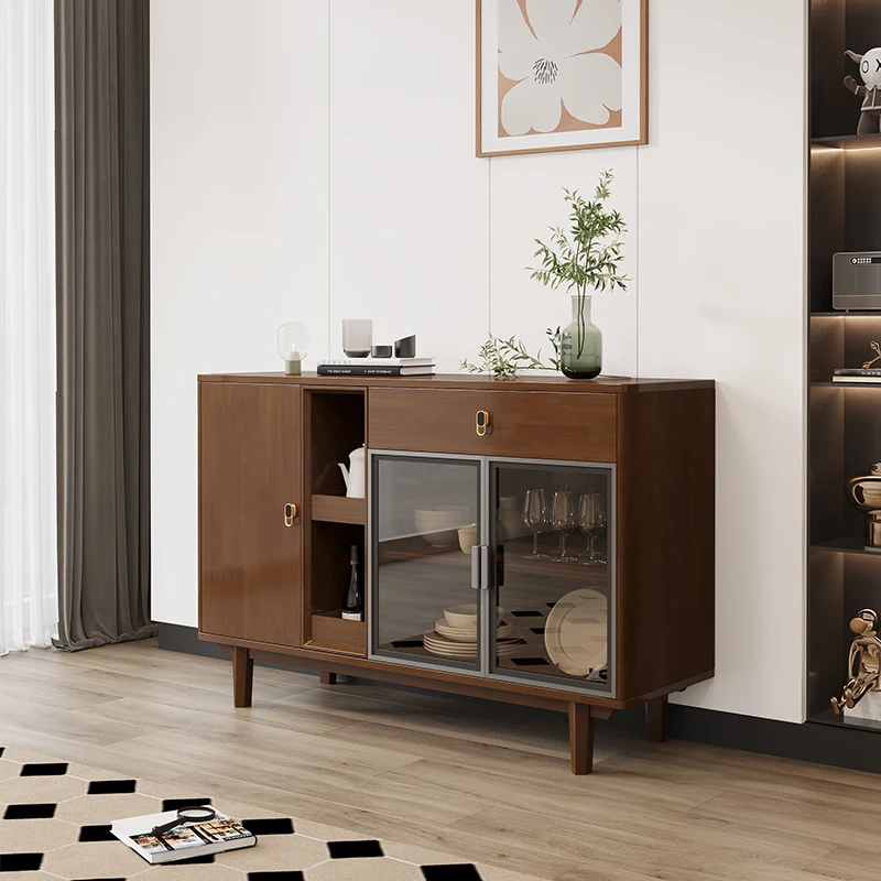 Nordic solid wood sideboard simple modern dining room tea wine shelves ...