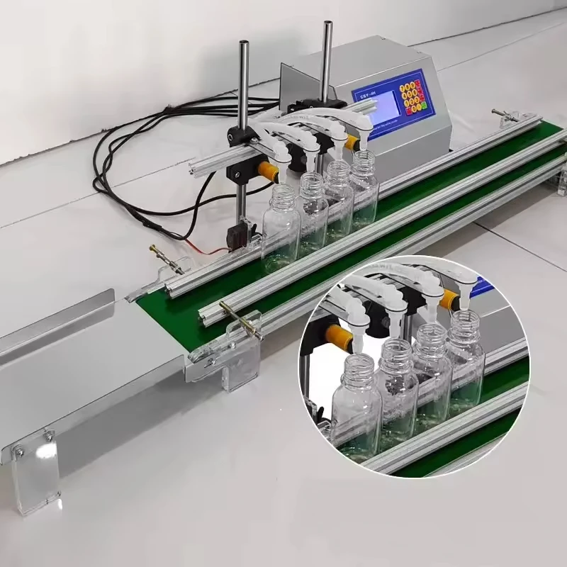 Automatic 4 Head Assembly Line Conveyor Belt White Alcohol Filling ...