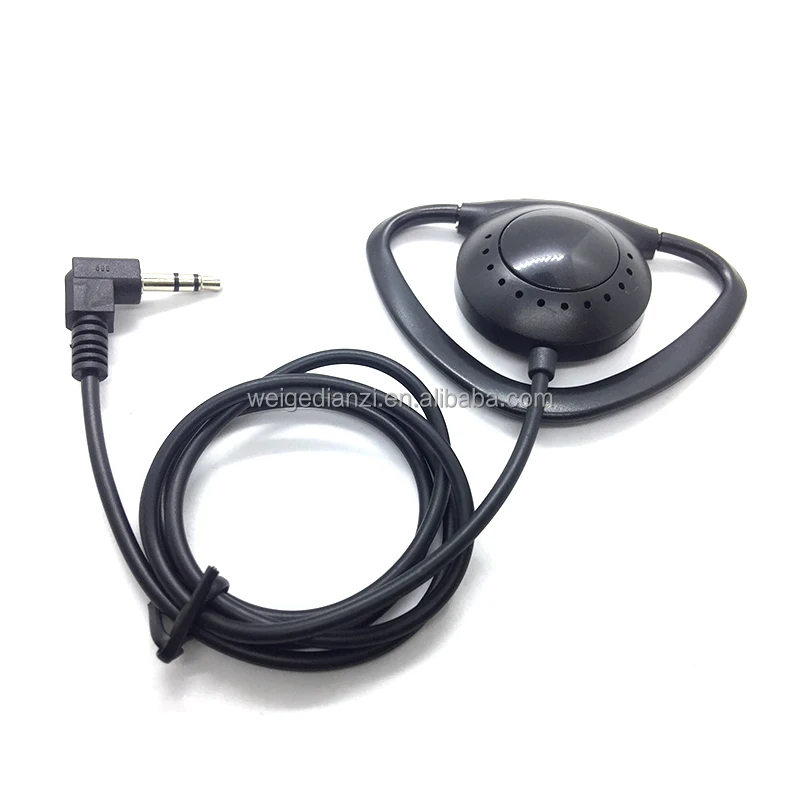 Single Side Headset D Shape 3.5mm Earpiece Mono Hook Earphone Two Way ...