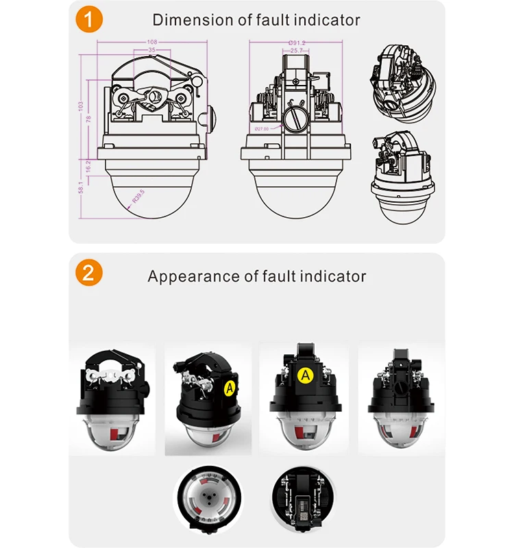 Overhead line short circuit fault indicator fault passage indicator ...