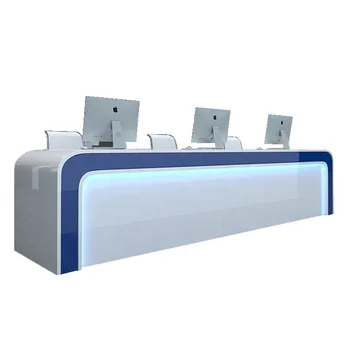 Led Light Office Reception Desk Computer Console Desk Conference Worktable Company Welcome Table ...