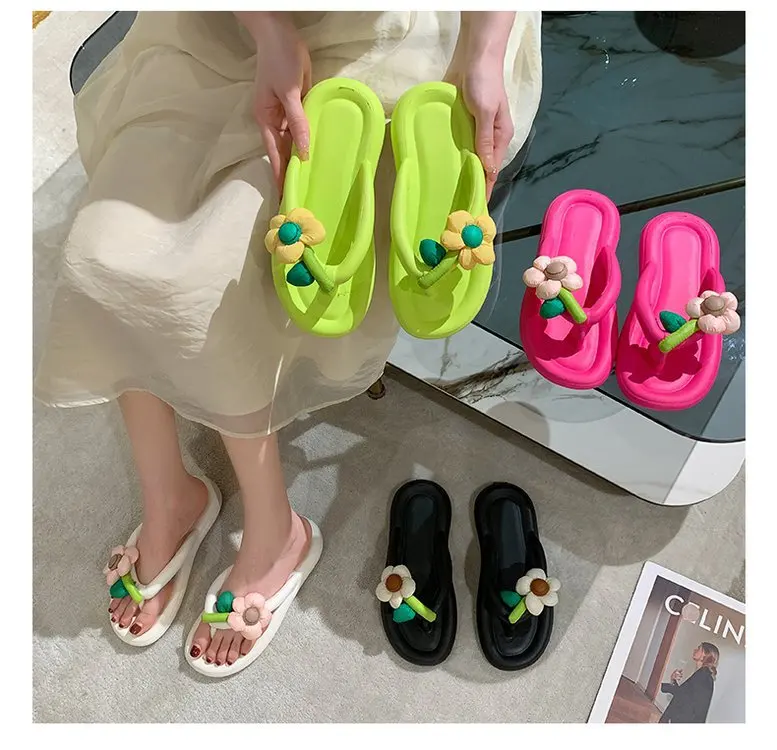 Candy Colored Herringbone Slippers For Women Wear Summer Flower ...