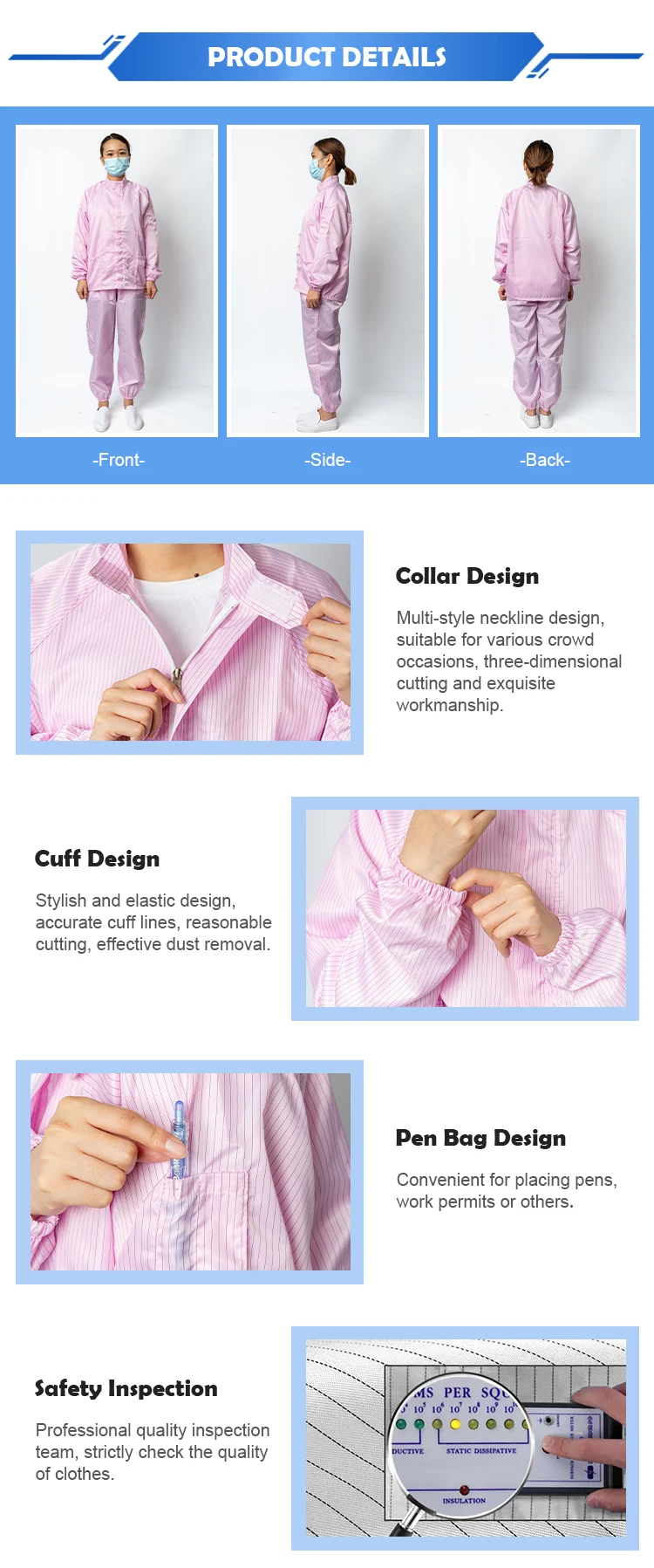 Personal Protective Esd Coverall Uniform Dust Proof Anti-static Work ...