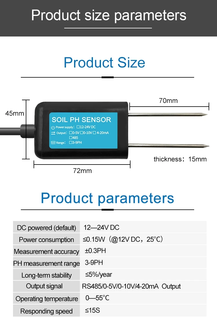 Soil Ph Sensor Ph Analyzer Wired Mode Analog Rs485/0-5v/4-20ma For ...