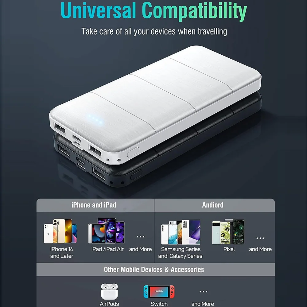 Portable-charger-power-bank - 2 Pack 15000mah Dual Usb Power Bank ...