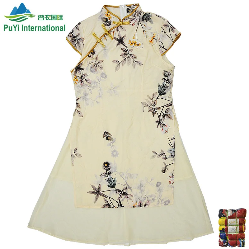 Qipao Chinese Traditional Dress Silk Satin Cheongsam Long Second Hand ...
