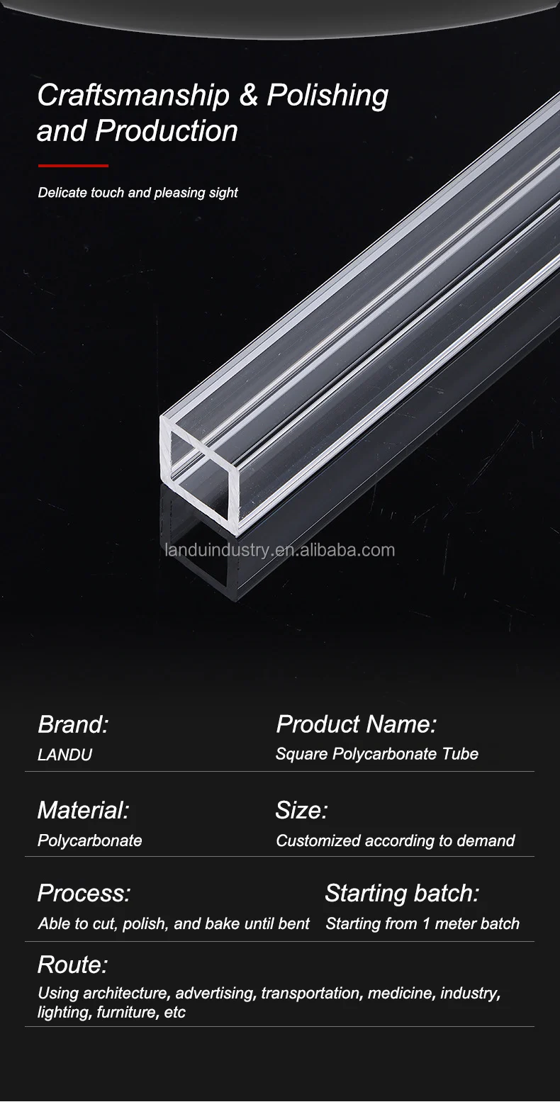 Landu Custizomed Size Pc Tube Transparent Square Polycarbonate Tube For ...