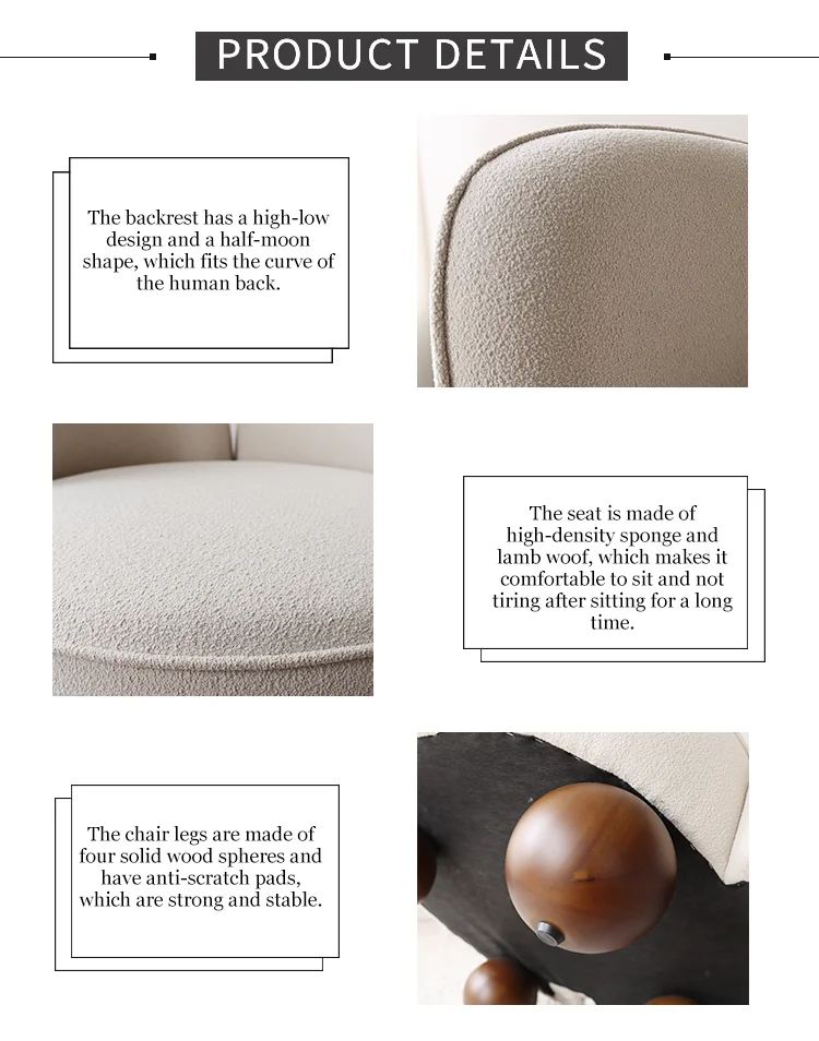 Nordic Children Lounge Lazy Chair Lamb Wool Solid Wood Single Sofa ...