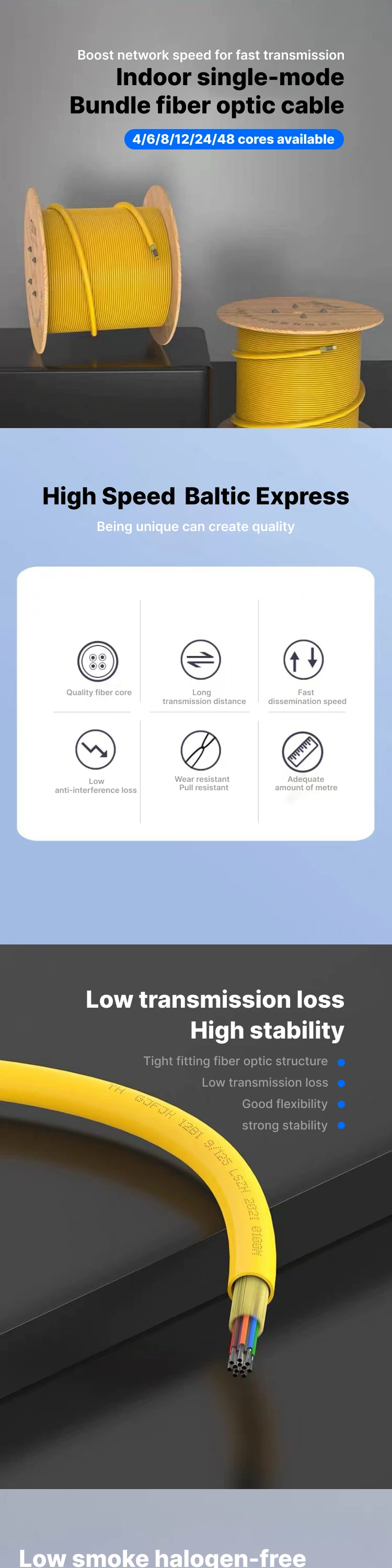 Single Mode Fiber Optic Cable 4-core Single-mode Indoor Fiber Optic ...