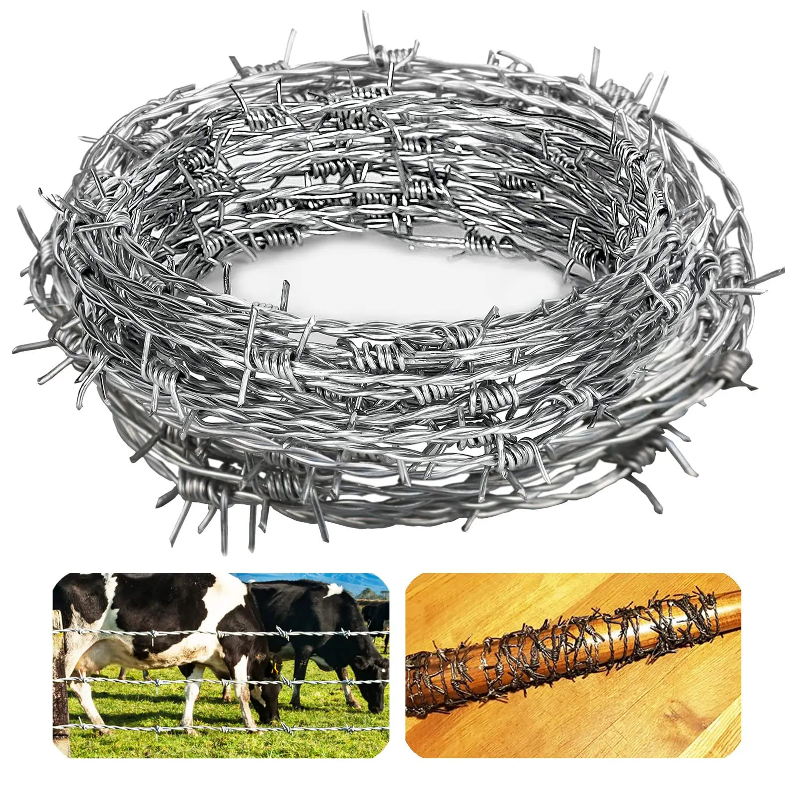 500m High Tensile Galvanized Barbed Wire Fence Double Strands PVC ...