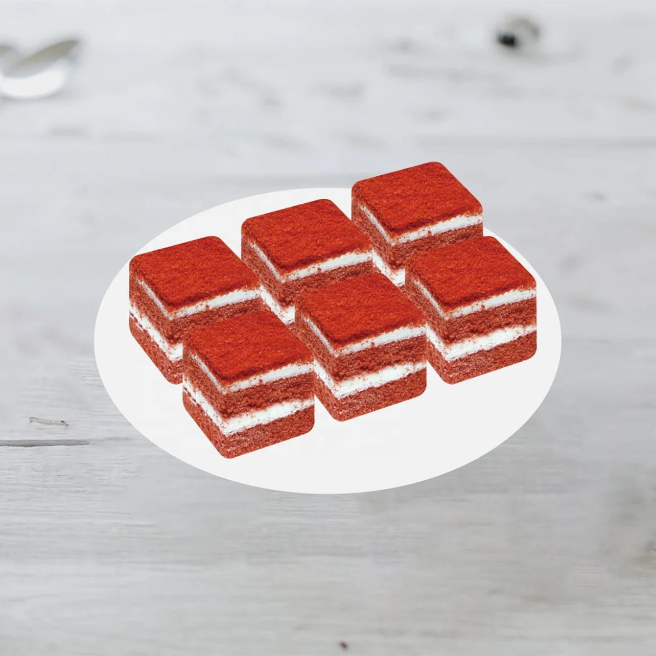 Double Layered Red Velvet Mousse Square Cake Animal Cream Dessert ...