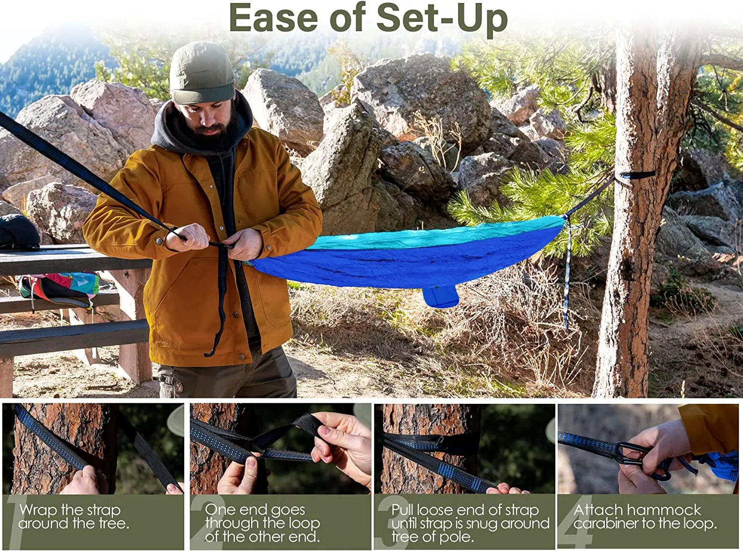 Camping Hammock Double Single Portable Hammocks With 2 Tree Straps ...