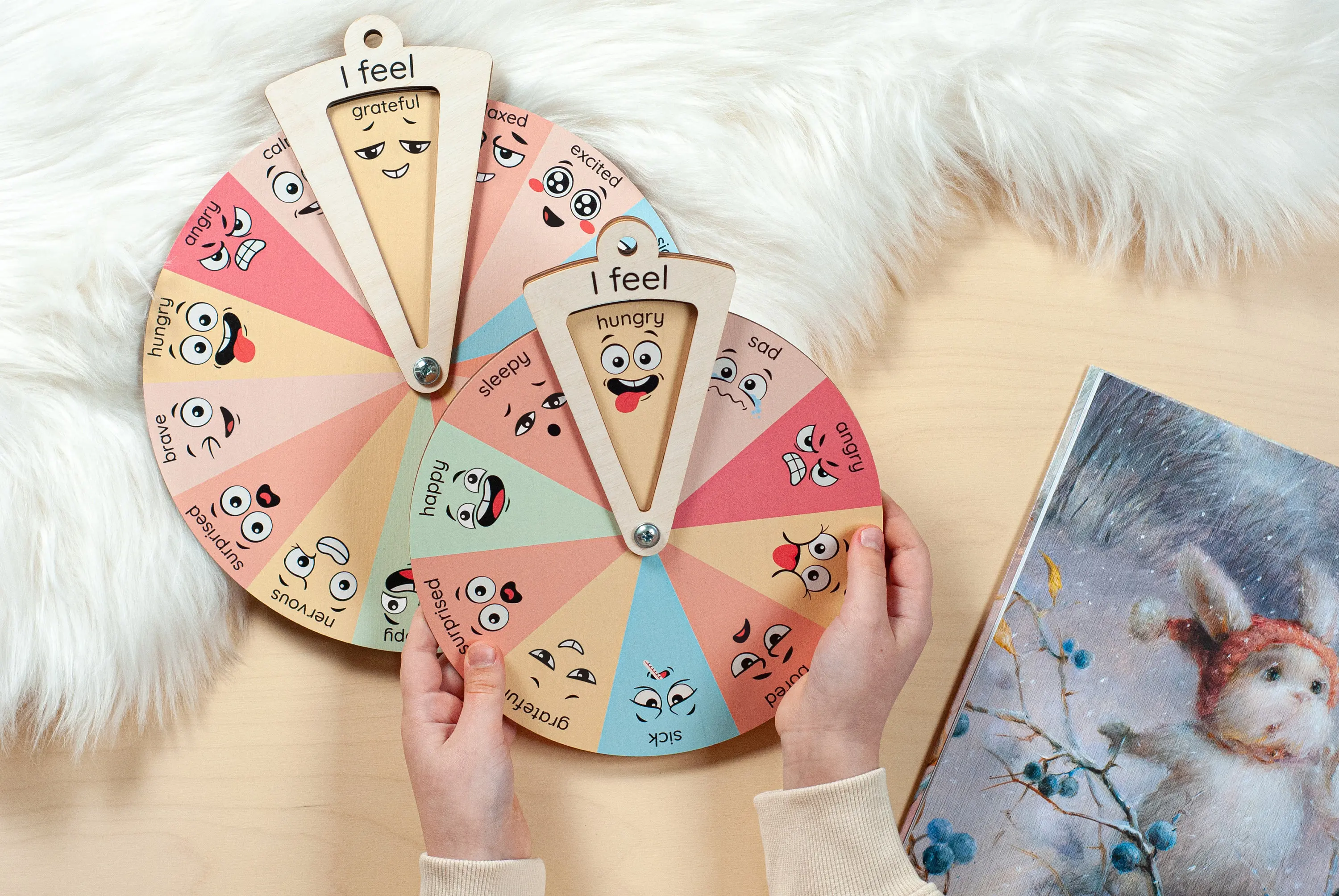 Custom Feelings Chart for Kids - Wooden Emotion Wheel