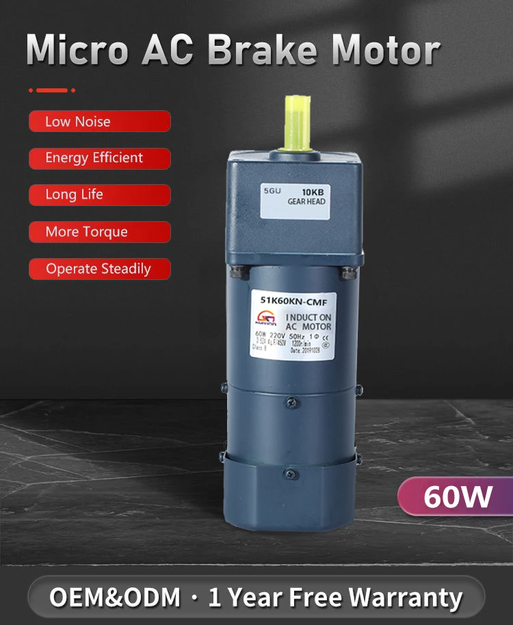 5IK60GU-CMF 5GU-10KB AC Gear Motor - 60W, 110V/220V, 50/60hz