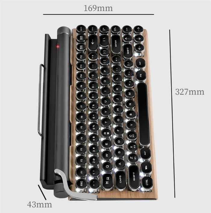 Retro Wood Grain Typewriter Keyboard,Gaming Keyboard With White Back ...