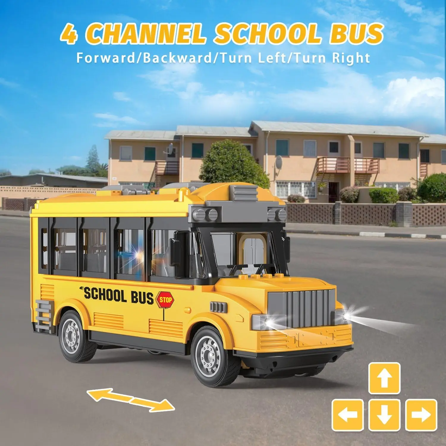 Interactive Remote Control School Bus Toy Car for Kids