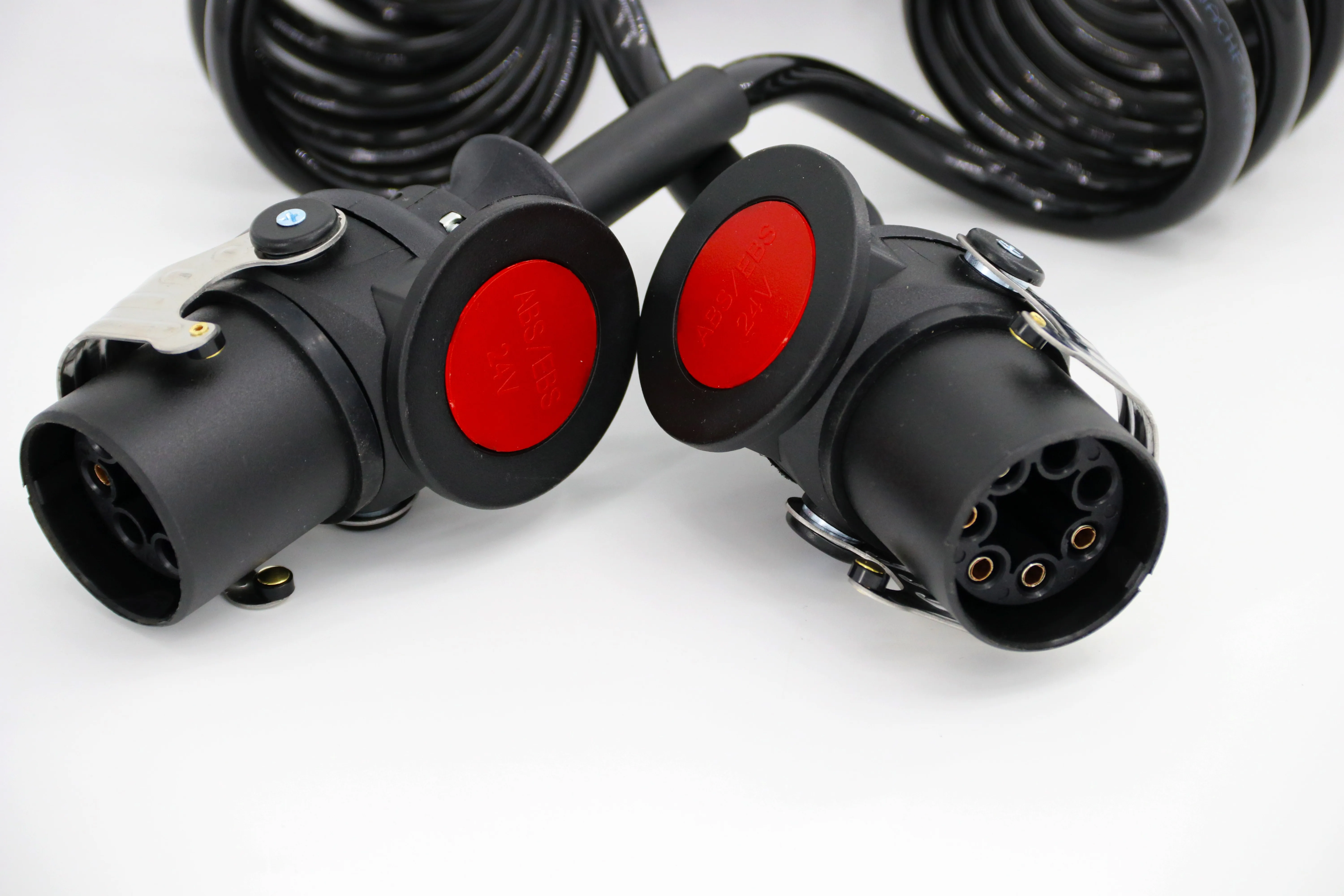 Retractable Spiral Electrical Cord Truck Trailer ABS/ EBS Coiled Power Cable With 7 Pin ...