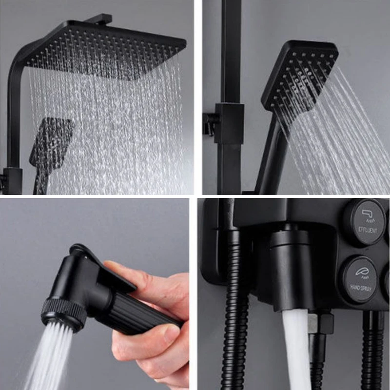 Contemporary Shower System - Black Gold LED Digital Faucet