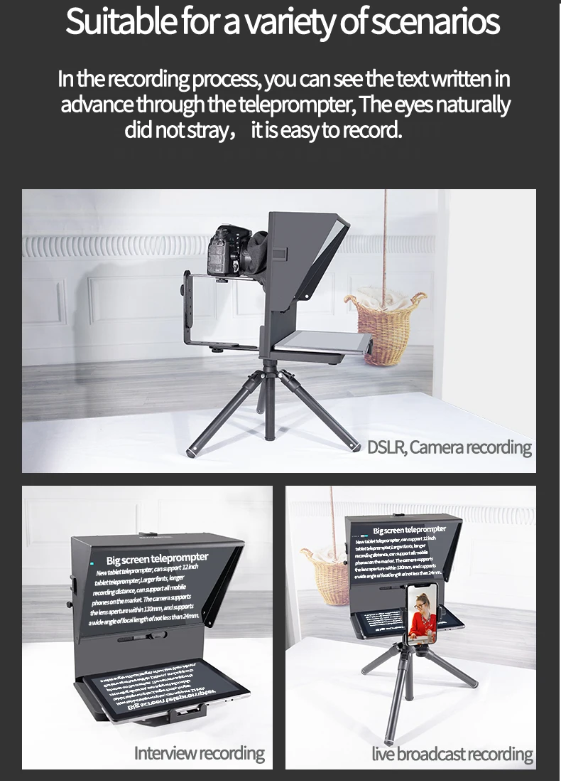 Kipye Q2 Prompter Speech Teleprompter Applicable Slr Camera Recording ...