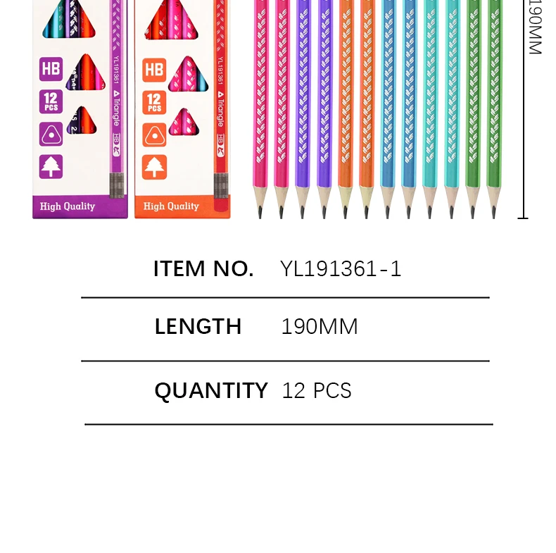 YALONG Factory Customized Stationery Supplies 12pcs Colorful Poplar Hb ...