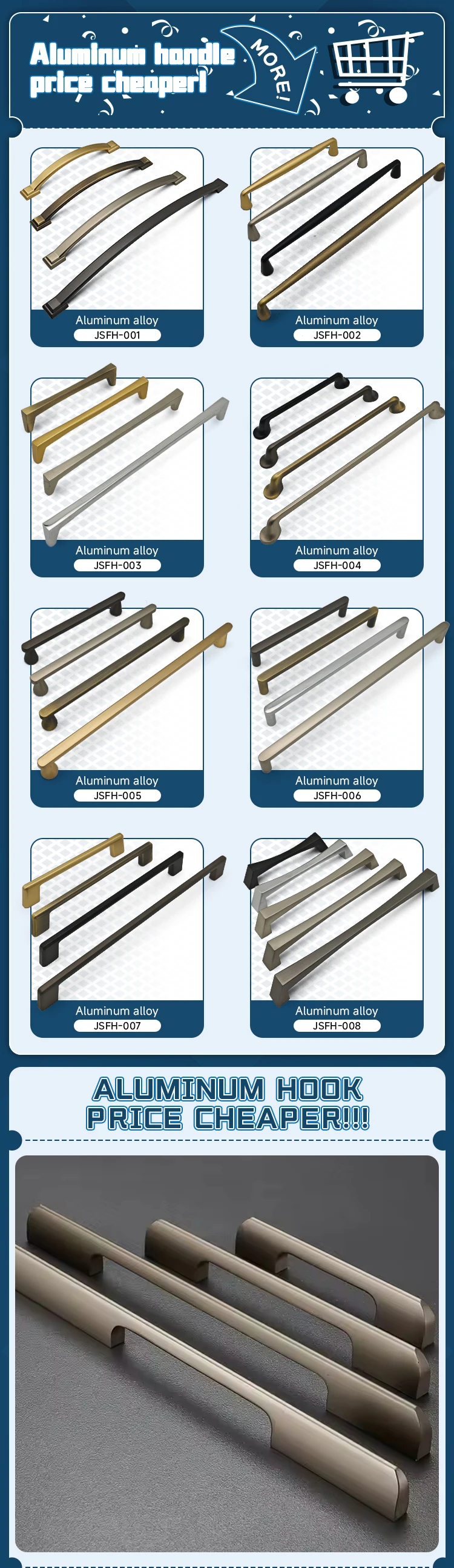 Jision Aluminium Profile Drawer Wardrobe Handles - Luxury