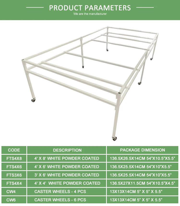 4x4ft 3x6ft 4x6ft 4x8ft Powder Coated Grow Table Flood Tray Stand