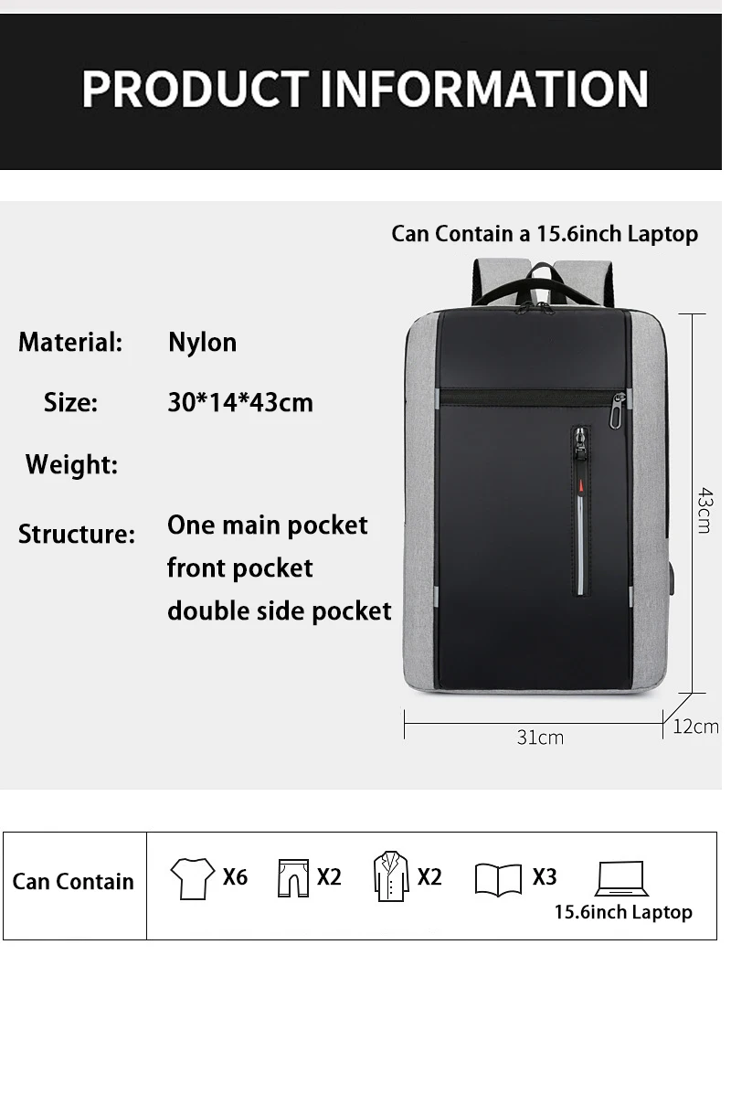 Business Travel Anti Theft Slim Durable Water College School Computer ...