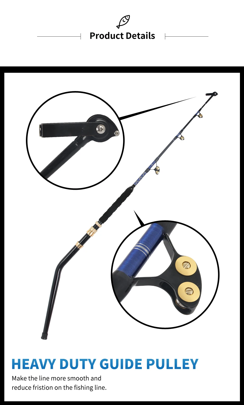 Deep Sea Boat Big Game Rod Tuna Multi Peace Rod Swivel Tip Guide Heavy ...