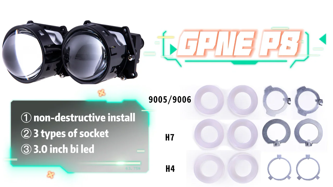 Gpne P8 3 Inch Lossless Biled Headlight H4 H7 H11 9005 Automotive Parts ...