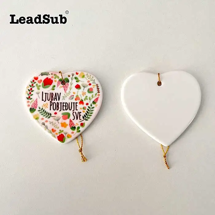 Sublimation Christmas Ornament - Heart Shape Ceramic Pendant
