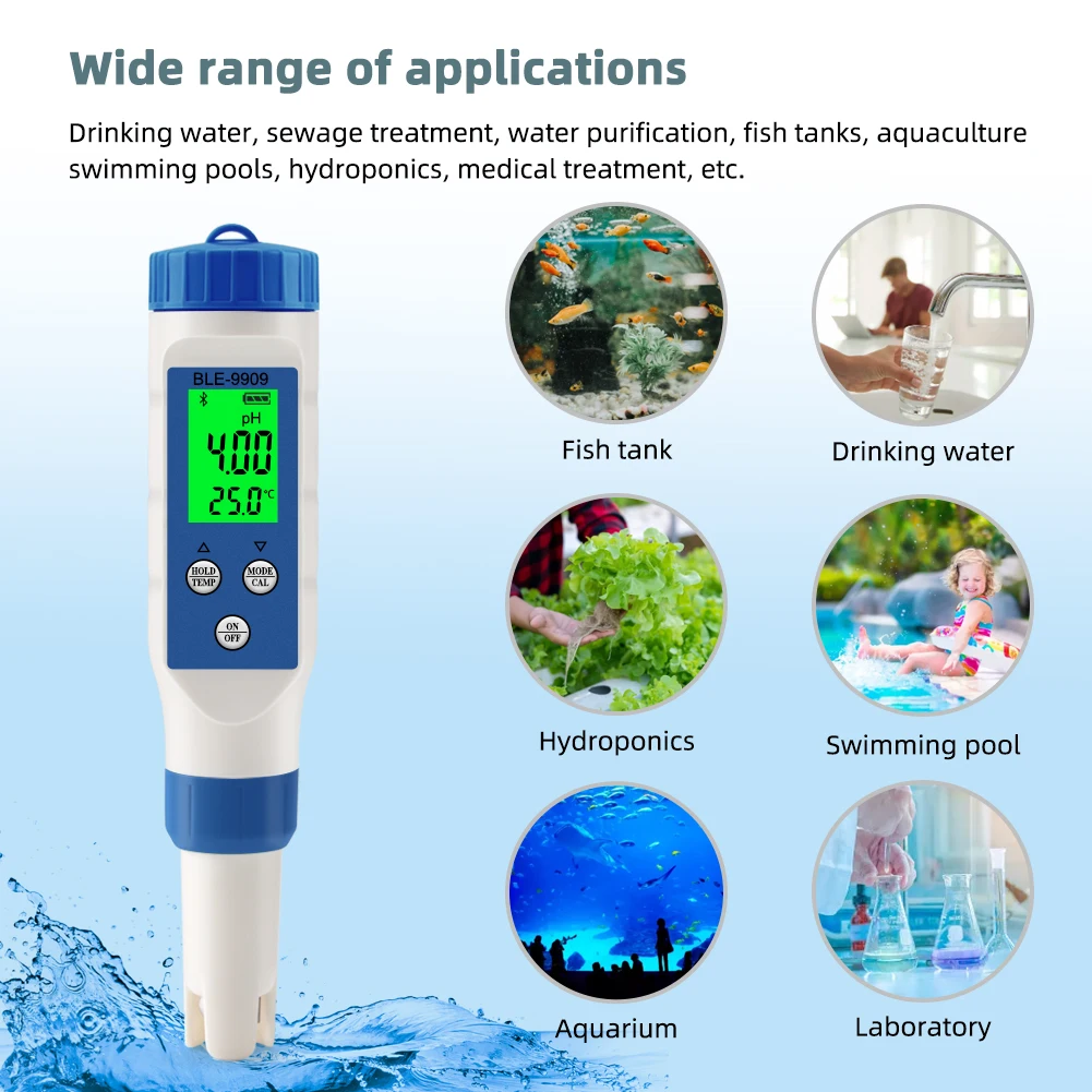 Smart Ph Bluetooth Ph Meter For Water Hydroponics Ph/ec/tds /salinity ...