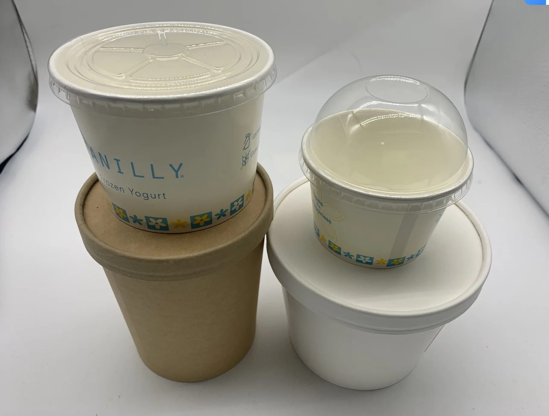 12 OZ Disposable White Ice Cream Cups with Lids - Perfect for to Go