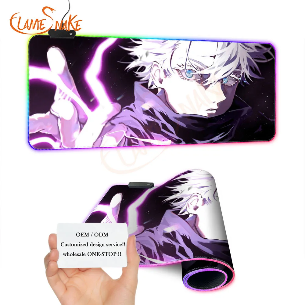 Flame Snake Cartoon Series Anime Led Light Mouse Pad Xl,80 30 Mouse Pad ...