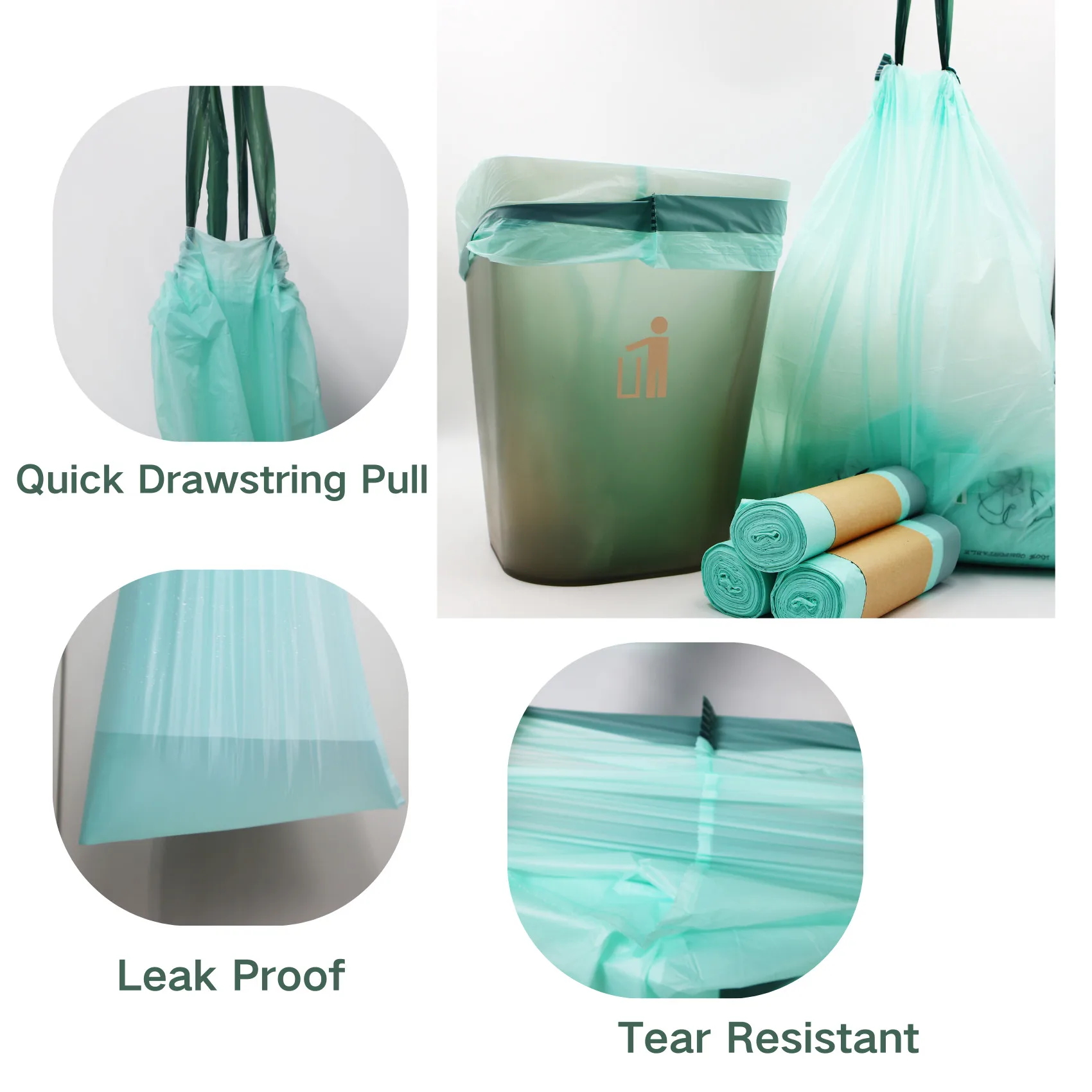BPI Certified 13Gallon Compostable Trash Bags Biodegradable Drawstring ...