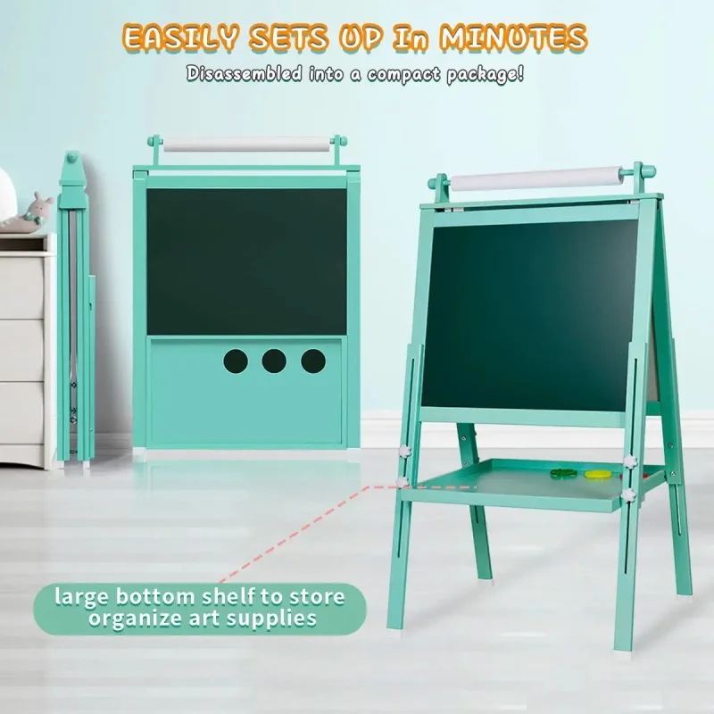 Wooden Adjustable Double Sided Drawing Board Whiteboard & Chalkboard ...