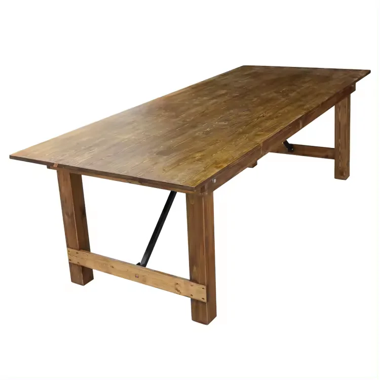 Wooden Rectangle Folding Banquet Farm Tables Timber Foldable Rectangle ...