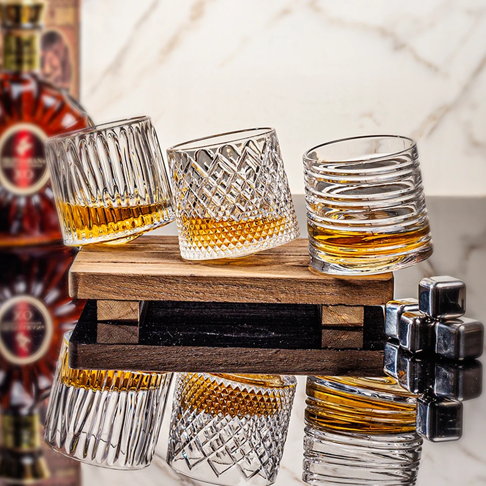 Novare Wholesale 310ml Rotatable Old Fashioned Glasses Rotating Glass ...