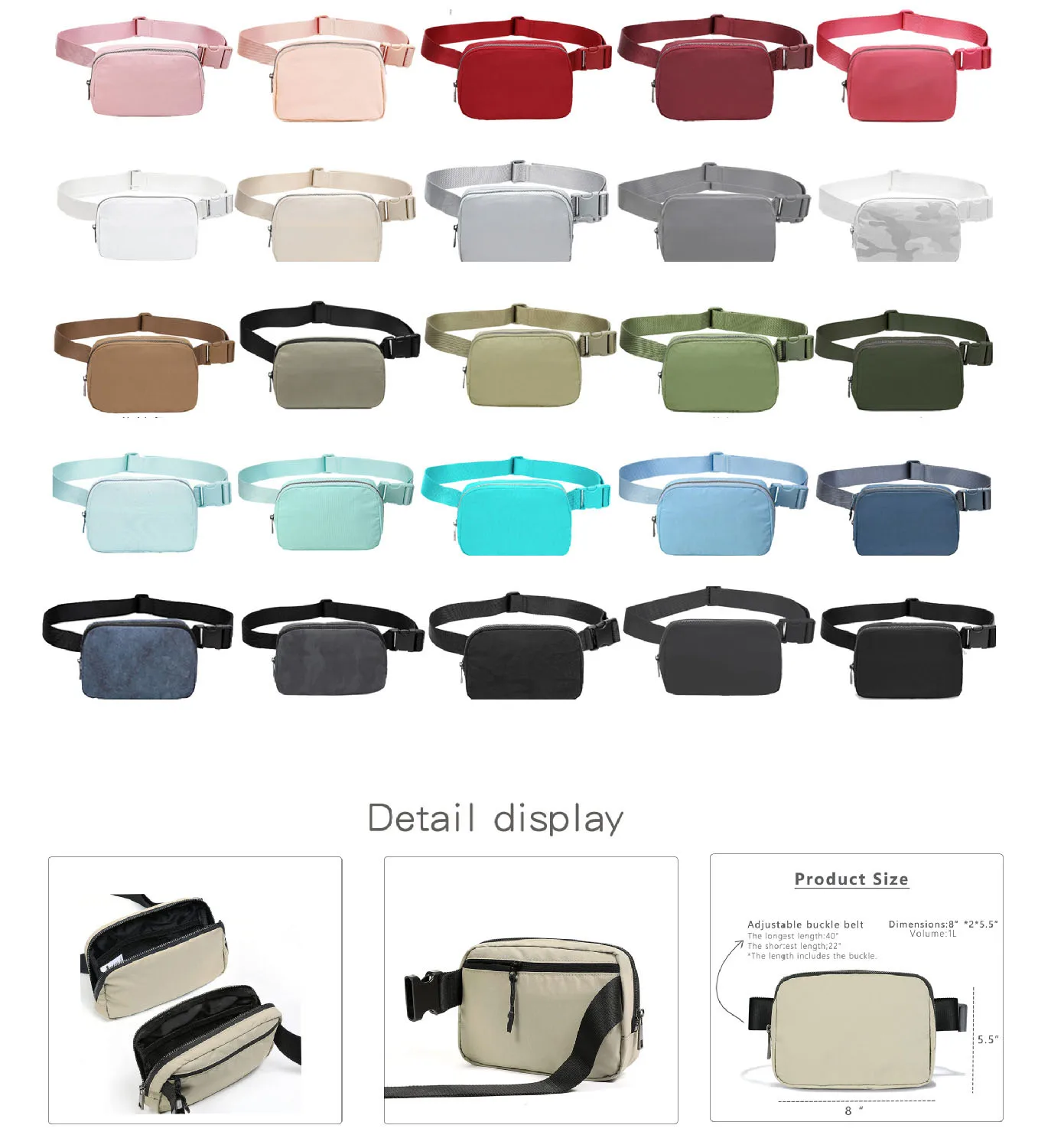 Custom Printed Beige Fanny Pack Waist Bag for Women Hiking Outdoor ...