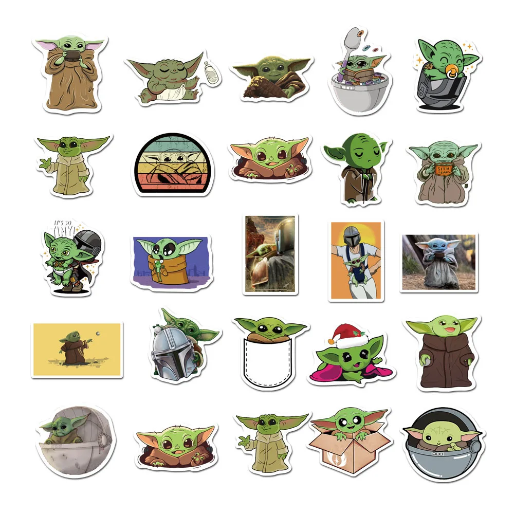 50pcs Mandalorian Wars Baby Yoda Stickers - Decorative Labels