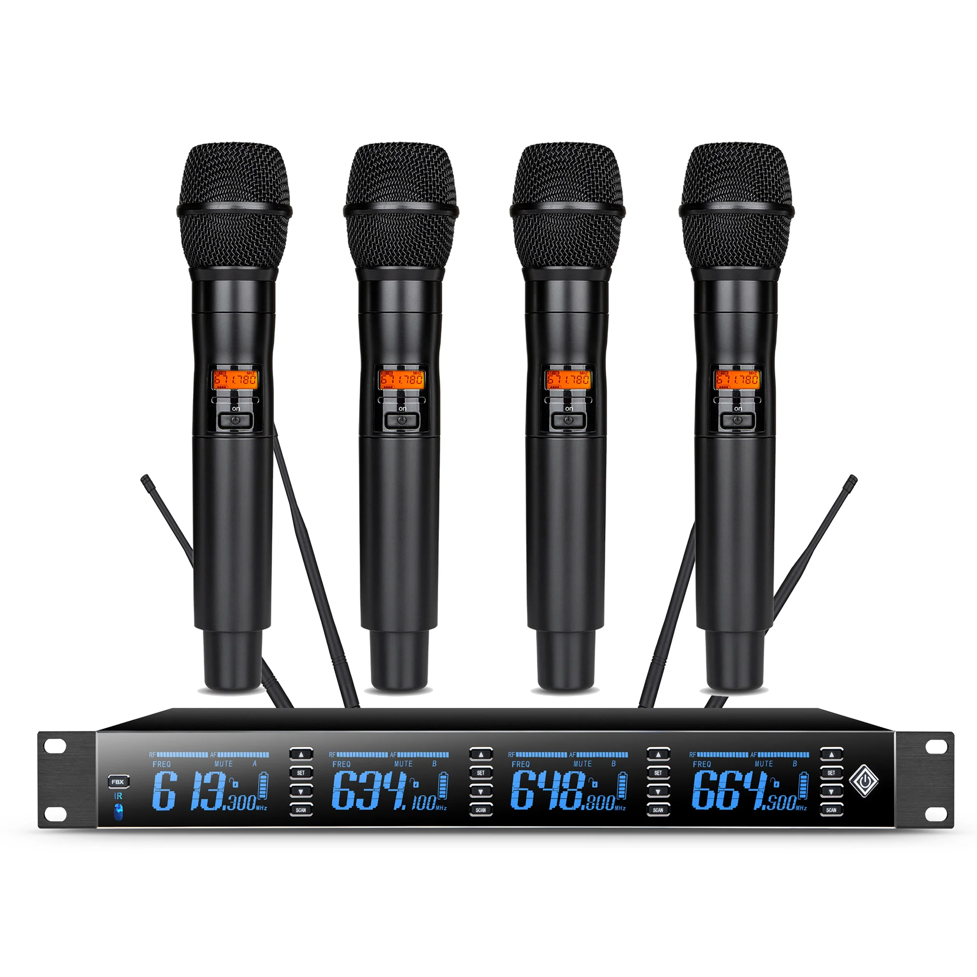 4 Channels Cordless Wireless Microphone Speaking Singing Hosting Vocal ...