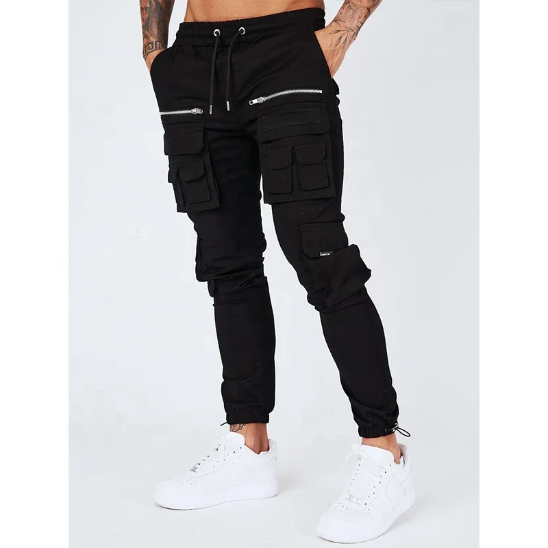 Oem Custom Cargo Pants For Men Trousers Utility Pocket Black Solid ...
