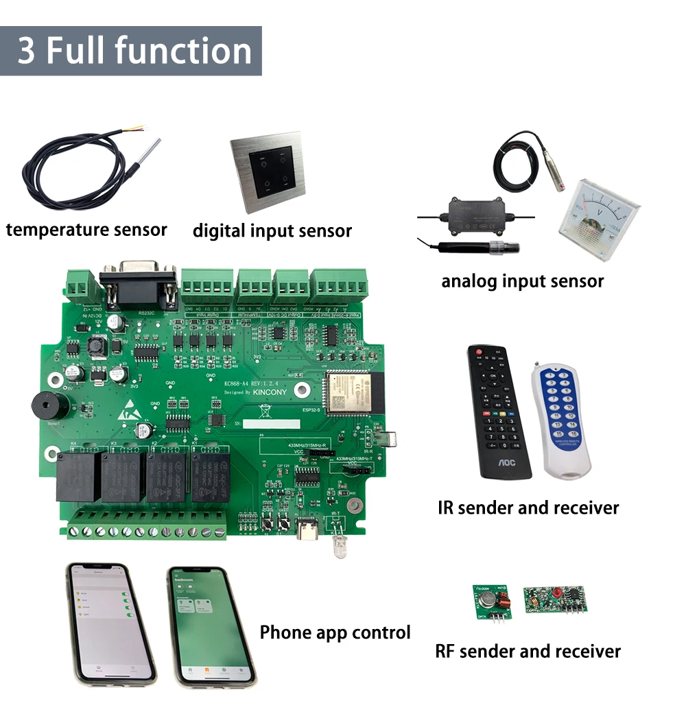 Kincony Tuya 4ch Switch ESP32 Wifi RS232 USB Relay Module