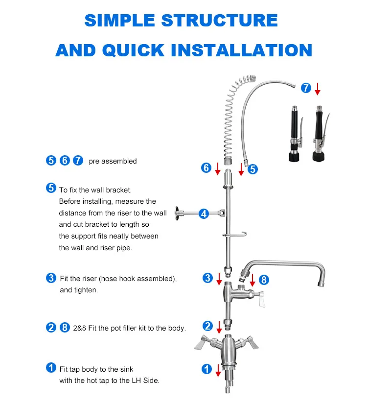 Pre Rinse Sink Mixer - Durable & Efficient Kitchen Taps